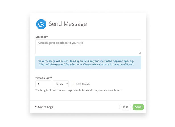 How to add a message to a site – Applican Support